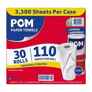 POM Individually Wrapped 2-Ply Paper Towels 30 rolls/cs | Larrol Supply ...