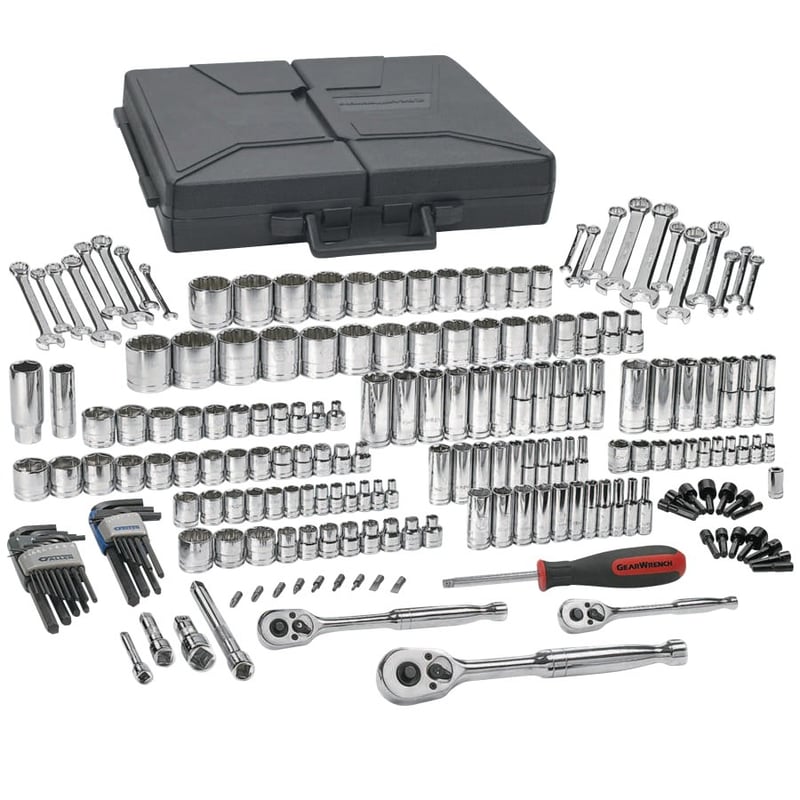 216 Piece Mechanics Tool Sets SAE/Metric 6 and 12 Point Chrome | Larrol ...