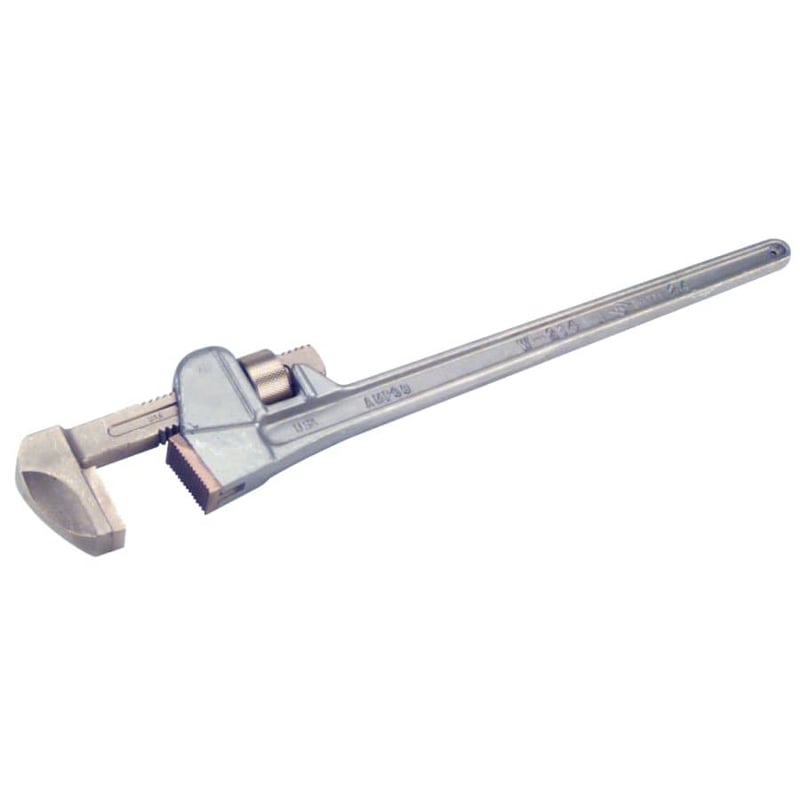 Aluminum Straight Pipe Wrenches 90° Head Angle Bronze Body Jaw 24 in ...